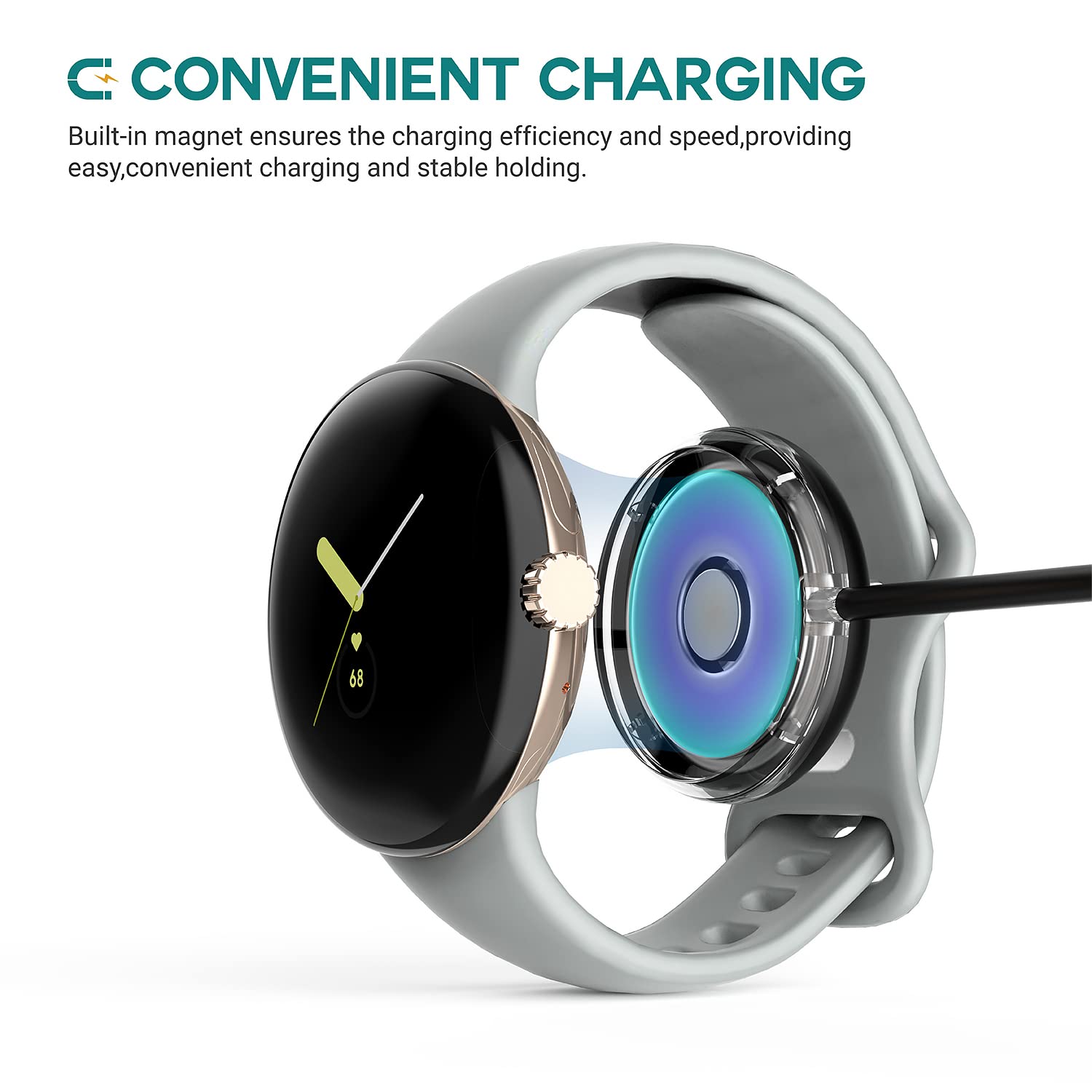 Tading [2 Pack ] for Pixel Watch Charger Compatible with Google Pixel Watch, Replacement USB C Magnetic Charging Dock Cable for Google Pixel Watch, Black - 3.3ft 100cm