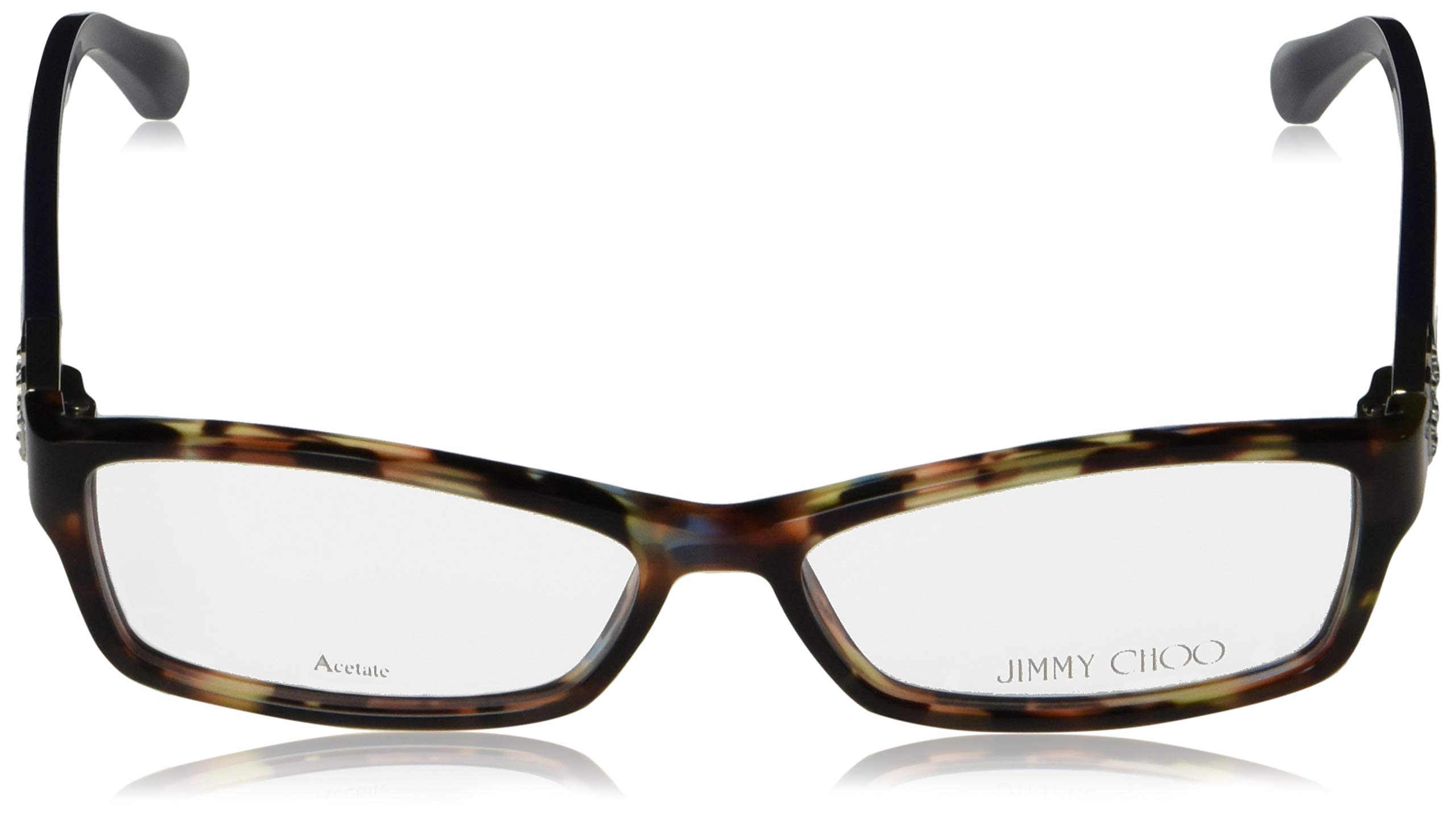 Jimmy Choo Plastic Rectangular Eyeglasses 53 09DT Spotted Havana Blue