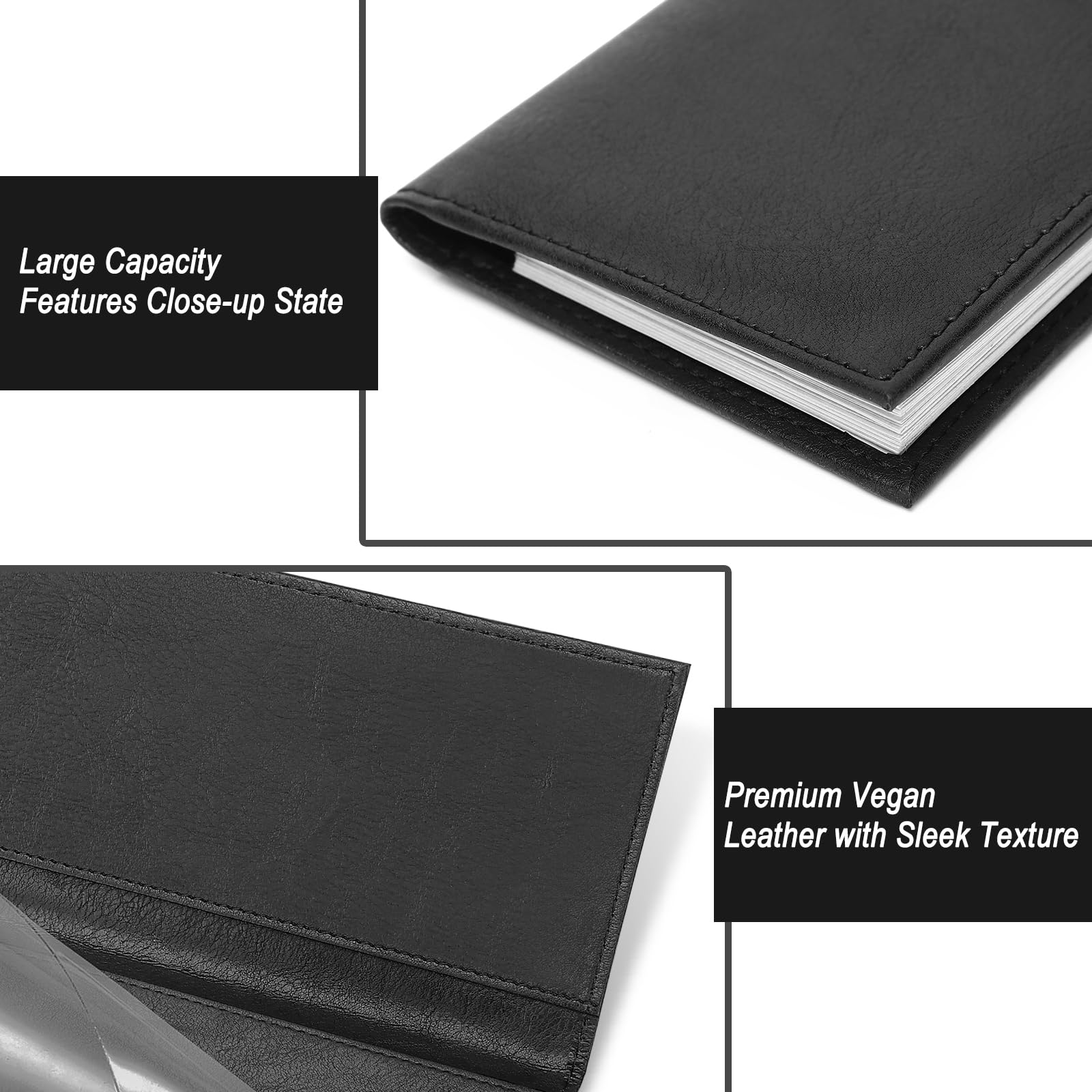 LLi Cufite Leather Checkbook Cover for Top & Side Tear Registers Duplicate Checks with Plastic Insert Flap Card Holder Pen Hoop Slim Wallet for Men Women
