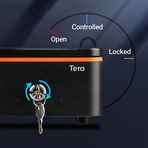 Tera 16 inch Auto Open Cash Drawer with Micro Switch Heavy Duty Insert Tray 5 Bill 8 Coin for POS System Removable Cash Tray Media Slot 24V RJ12 Key-Lock (Round Corner) for Small Business Retail 405R