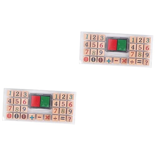STOBOK Wood Rubber Stamp 2 Sets kidcraft playset Wooden Stamps stampers for Sealing Stamp Wood Rubber Stamp Planner Stamp Bamboo Number Signet Number Stamper Boxed Gift Sealing Stamp