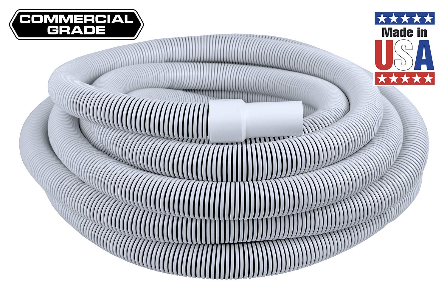 Poolmaster Commercial In-Ground Swimming Pool Vacuum Hose With Swivel Cuff, 1 1/2-Inch x 50-Foot