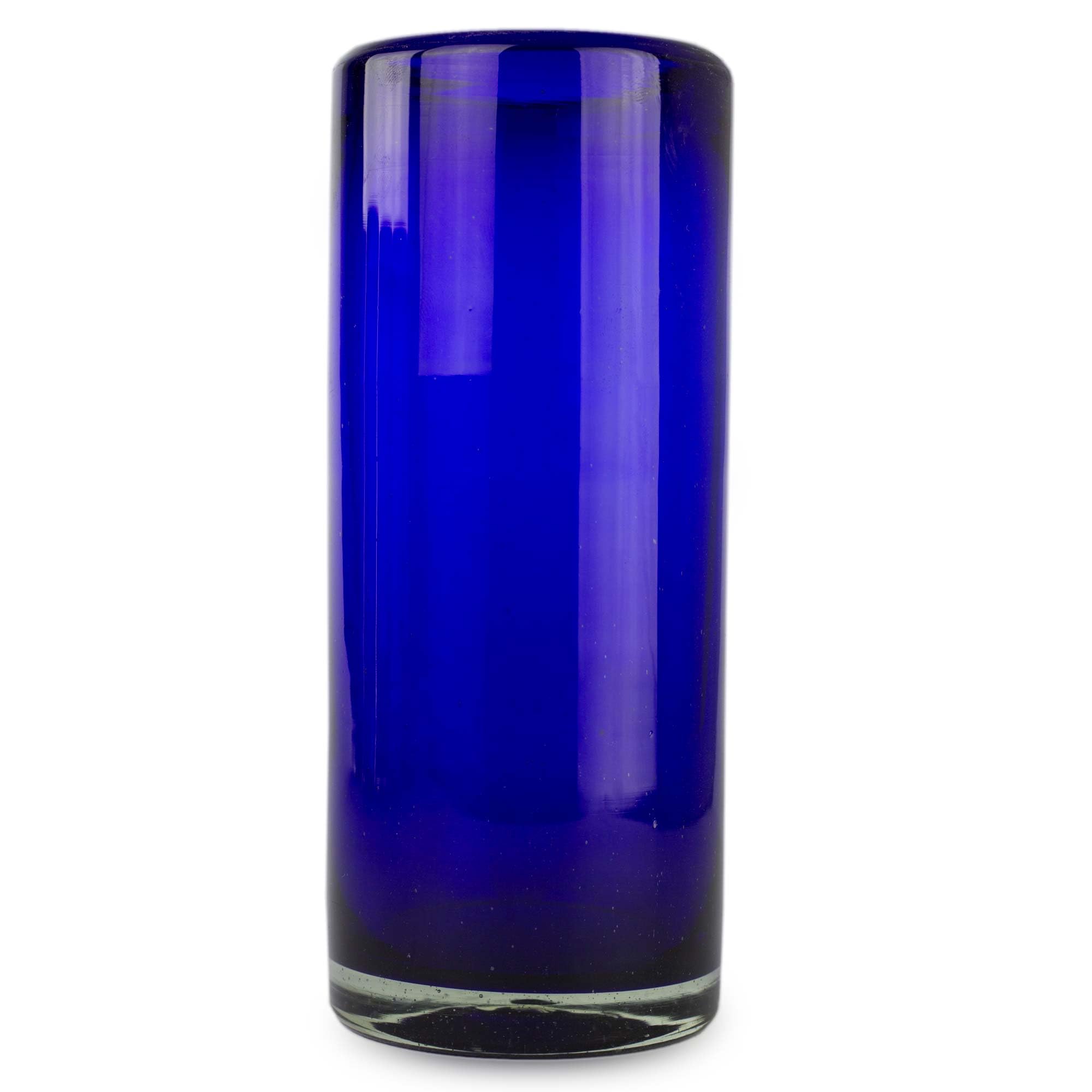 NOVICA Artisan Crafted Dark Blue Recycled Glass Hand Blown Drinking Glasses, 13 Oz. 'Pure Cobalt' (Set Of 6)