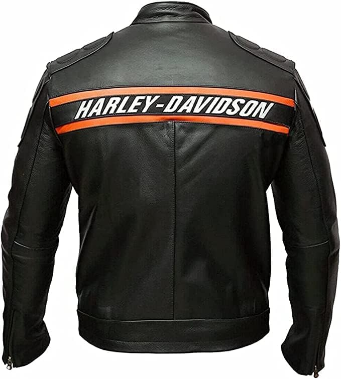 Homestoreuk TJVZ Mens Black Biker Leather Jacket Genuine Cowhide Motorcycle Riding Leather Jacket - XX-Large