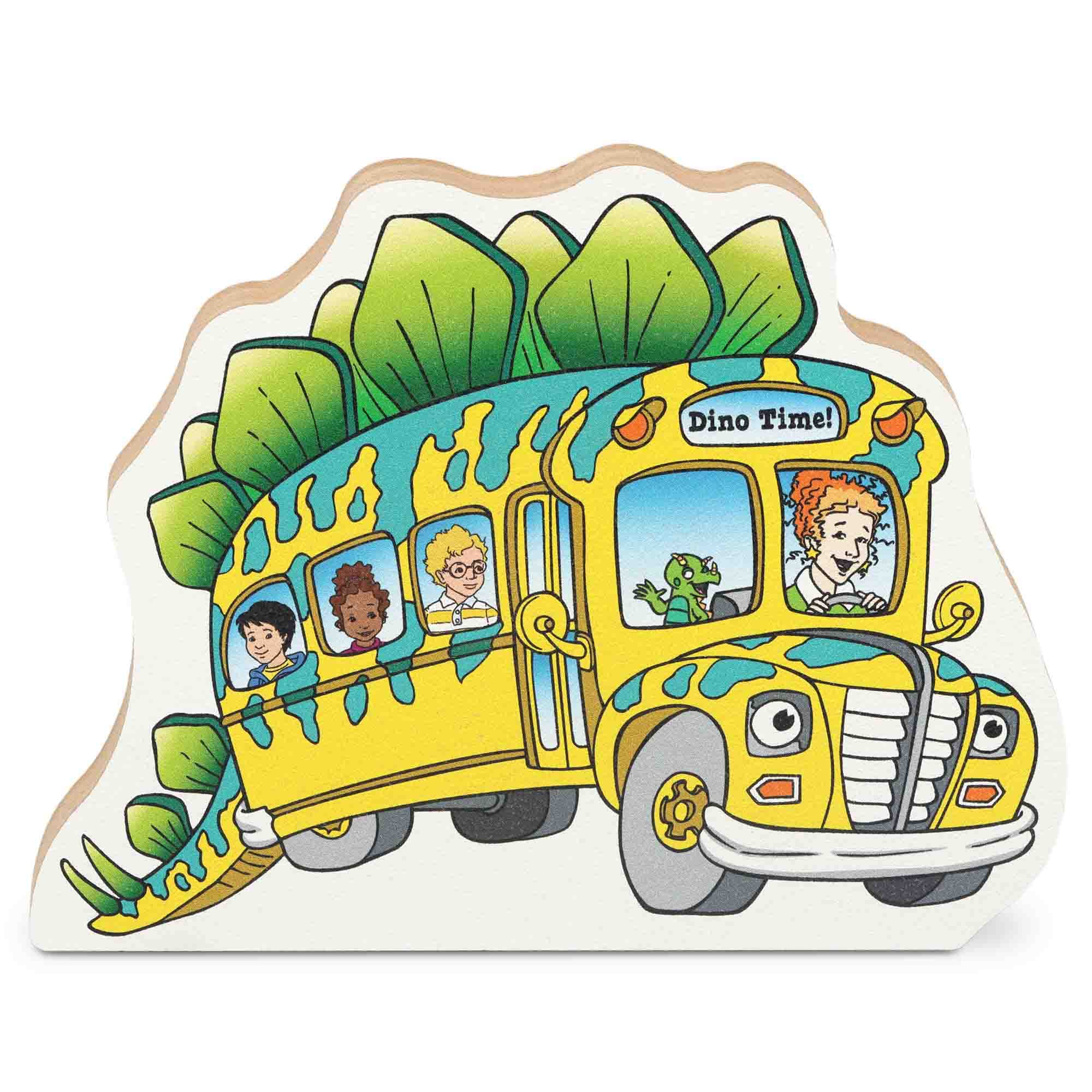 Open Road Brands Scholastic The Magic School Bus Dinosaur Bus Wood Block Decor - Fun Magic School Bus Decoration - Great Gift Idea