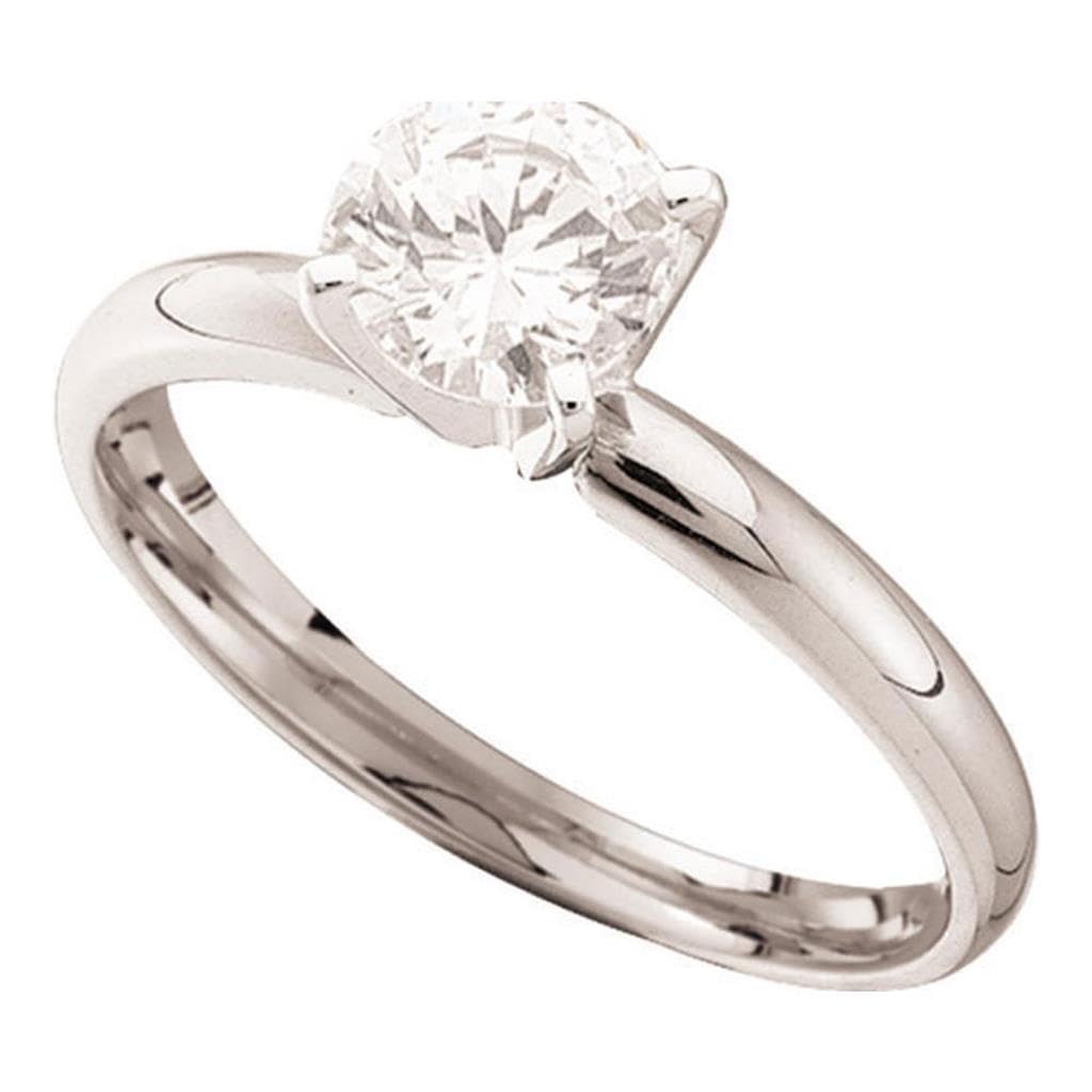 Jewels By Lux 14kt White Gold Womens Round Diamond Solitaire Bridal Wedding Engagement Ring 3/4 Cttw in 4 Prong Setting (I2 Clarity; J-K Color)