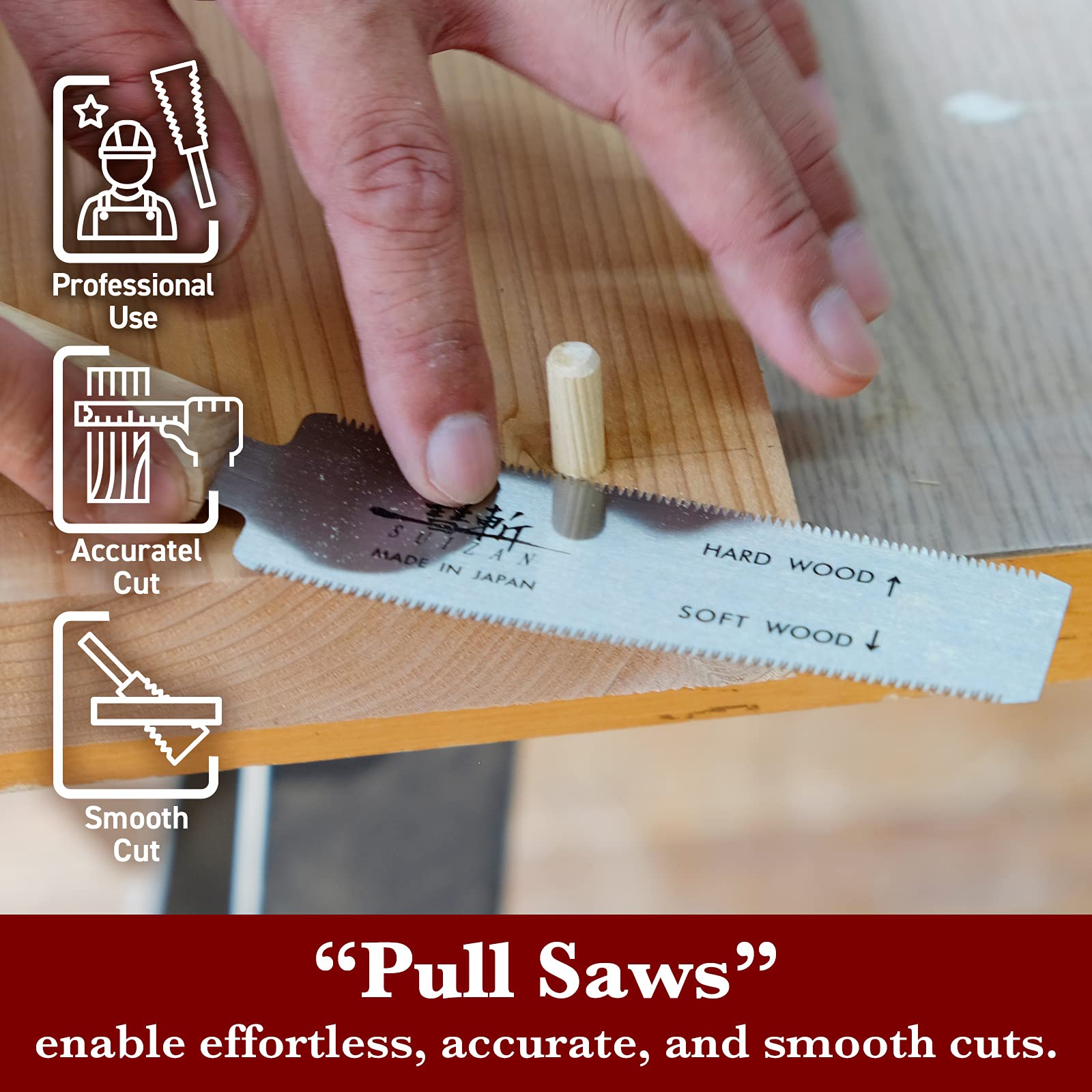 SUIZAN Japanese Flush Cut Saw Small Hand 5 Inch Pull for Hardwood and Softwood Woodworking tools Trim