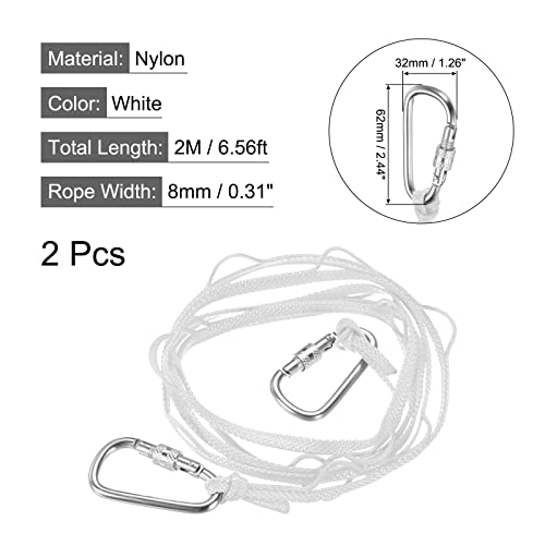 uxcell Portable Clothesline, 2Meter/6.56ft Nylon Windproof Non-Slip Washing Line Rope for Backyard Outdoor Travel Camping Laundry Drying, White 2 Pcs