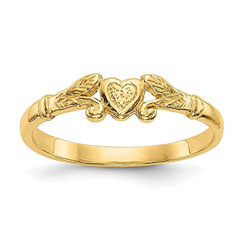 IceCarats 14K Yellow Gold Heart Love Ring Size 1