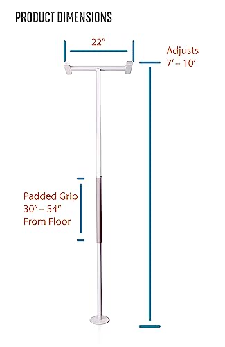Stander Security Pole, Floor to Ceiling Transfer Pole, Elderly Grab Bar and Bathroom Rail with Padded Handle, Iceberg White