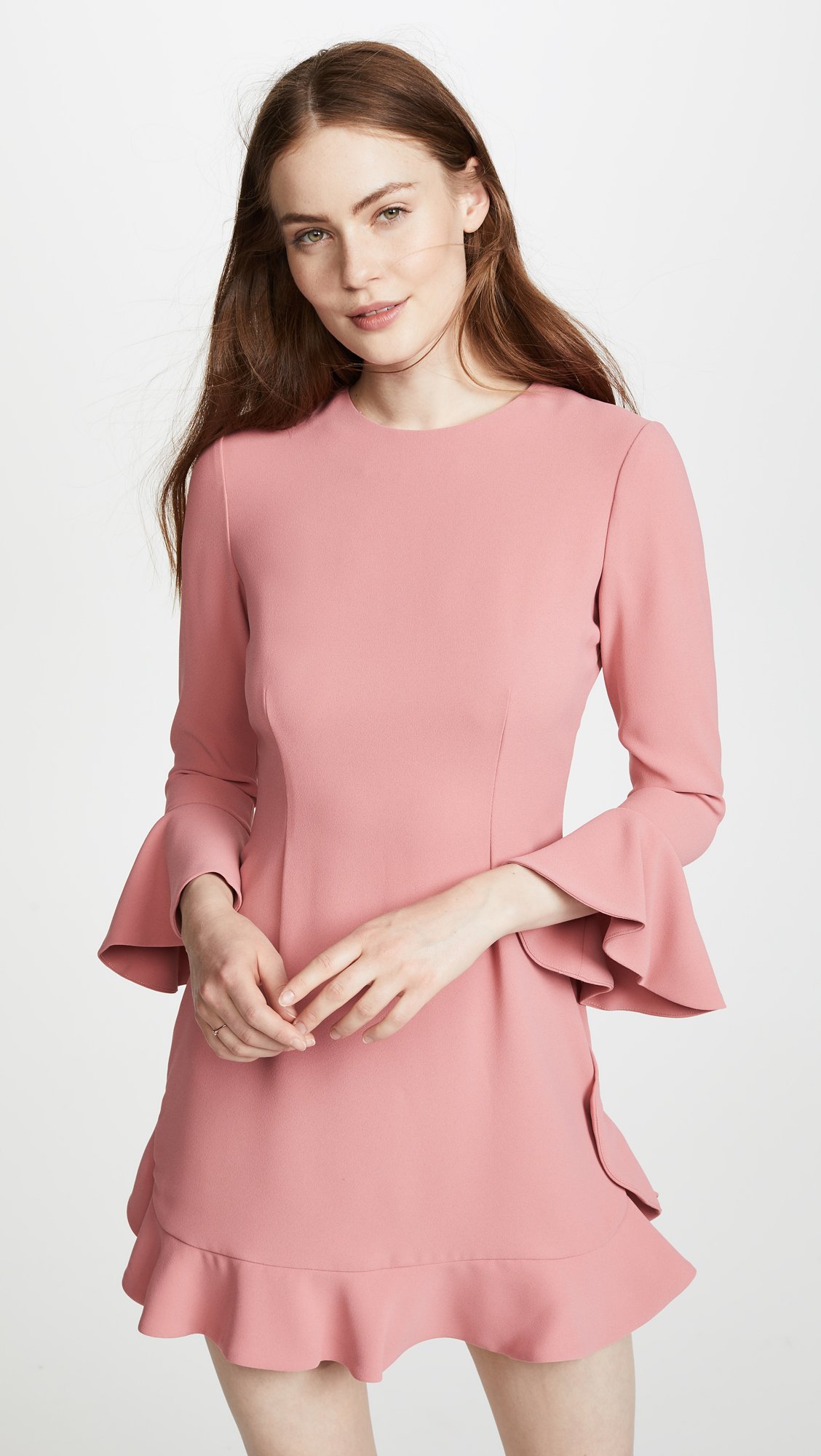 Jill Jill Stuart Women's Ruffle Hem Cocktail Dress, Rosewood, 8