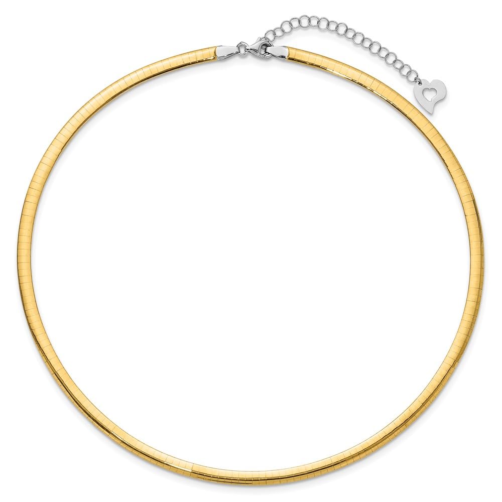 IceCarats 14K Two Tone Gold Reversible 4mm Cubetto Omega Snake Chain Necklace 18 inch