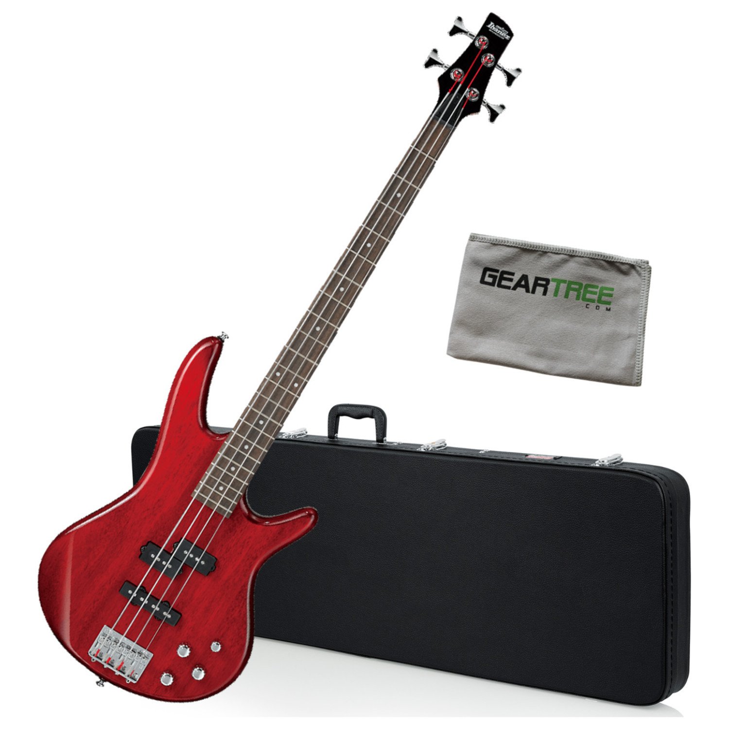 Ibanez GSR200TR Gio SR Bass Guitar Transparent Red w/Hard Case and Polish Cloth