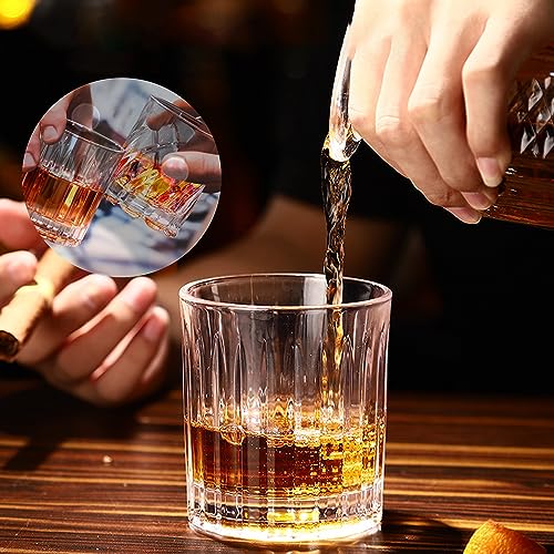 Whiskey Glasses, Spinning Bourbon Glass Set 4, Rocks Scotch Whisky Cognac Rum Cocktail Tasting Old Fashioned Glass, Personalized Men Ideas Unique Gifts, 4 Style 250 ml