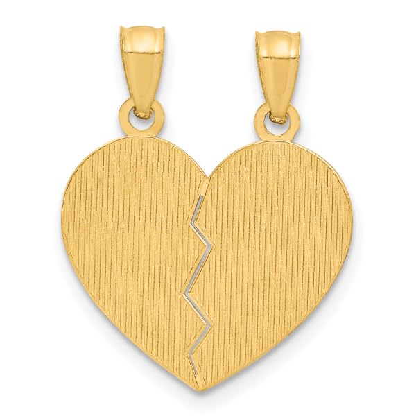 IceCarats 14K Yellow Gold Best Friends Heart Love Break Apart Pendants Necklace Charm Pendant