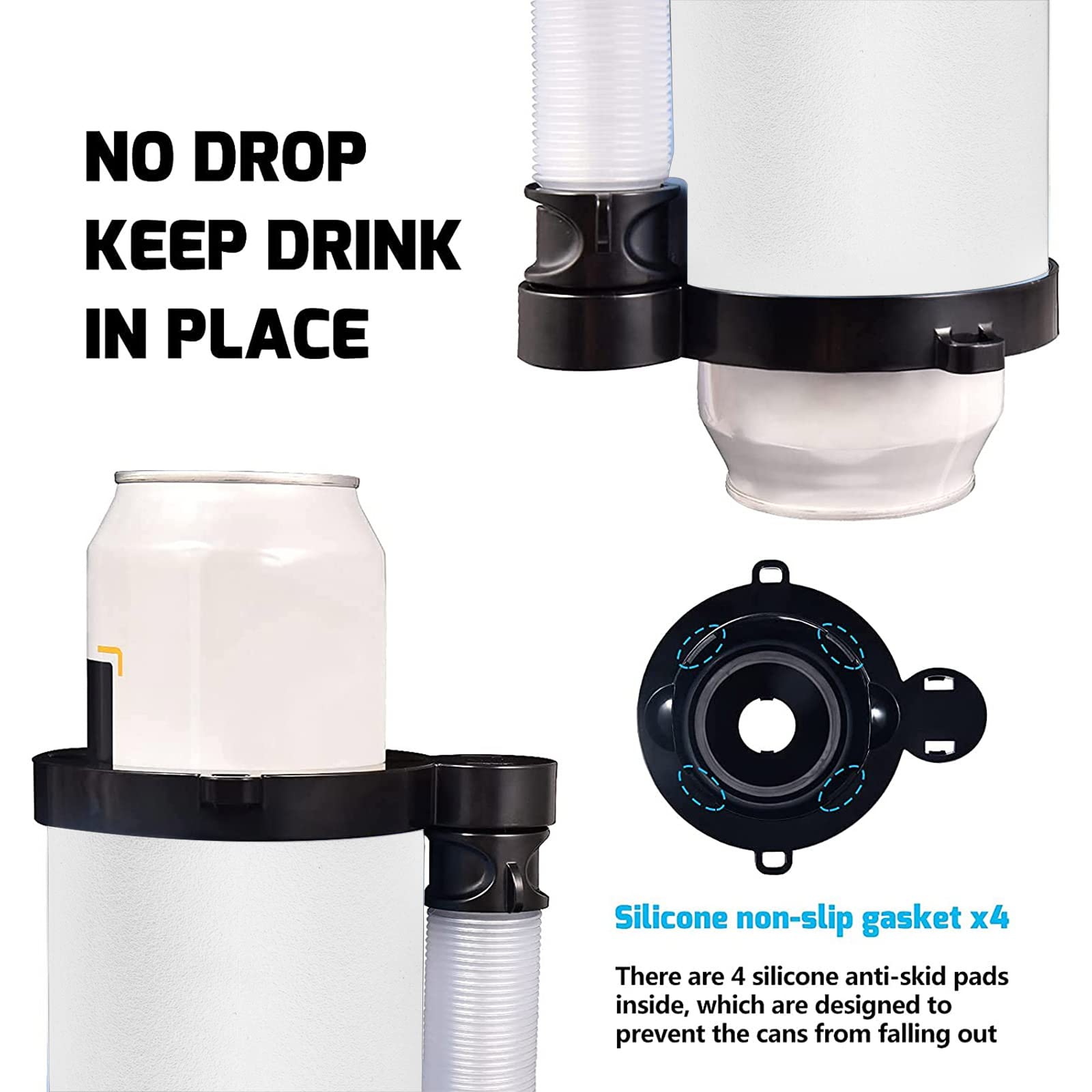 Portable Can or Bottle Cooler & Cup with 2 Detachable Expandable Hose and Bottle Opener Keychain,Hose Funnel Cup for Beverage Drink, Built for Party Bottle Bottle Drinking Funnel (White)