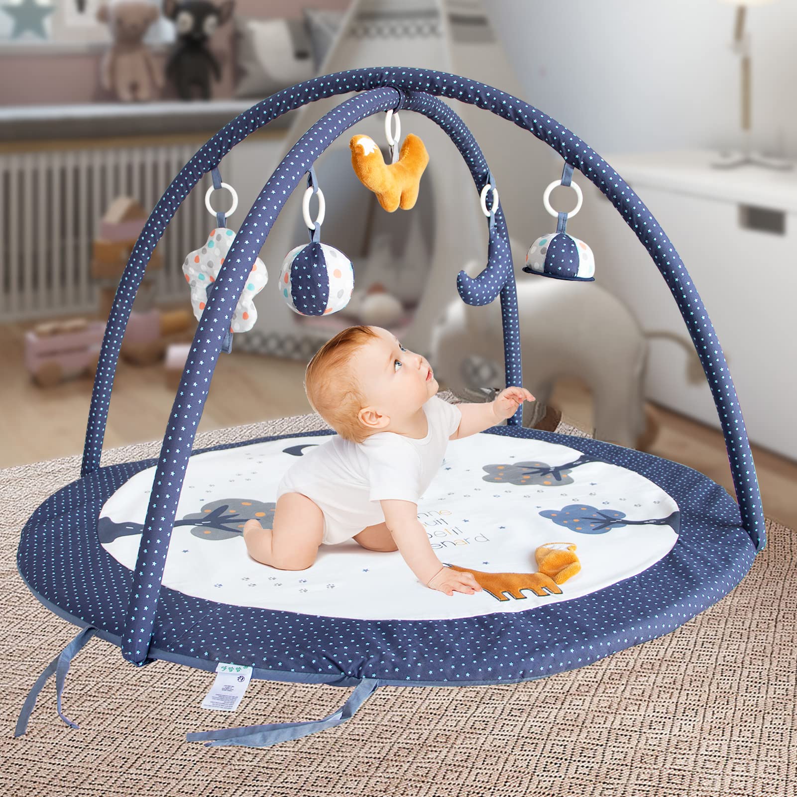 sucarlon Baby Gym Play Mat,Thick & Plush Play Gym,Thicker Non-Slip Baby Activity Gym,Visual, Hearing, Touch, Cognitive Development for Baby,for Ages 1 to 36 Months,Mother's Day Gift