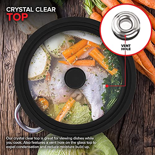 Modern Innovations Silicone & Glass Universal Lid (11 to 12.5 Inches),BPA-Free Silicone Lid with Stay Cool Handle & Tempered Glass Top,Dishwasher Safe,Universal Lid for Pots, Skillets, Cast Iron