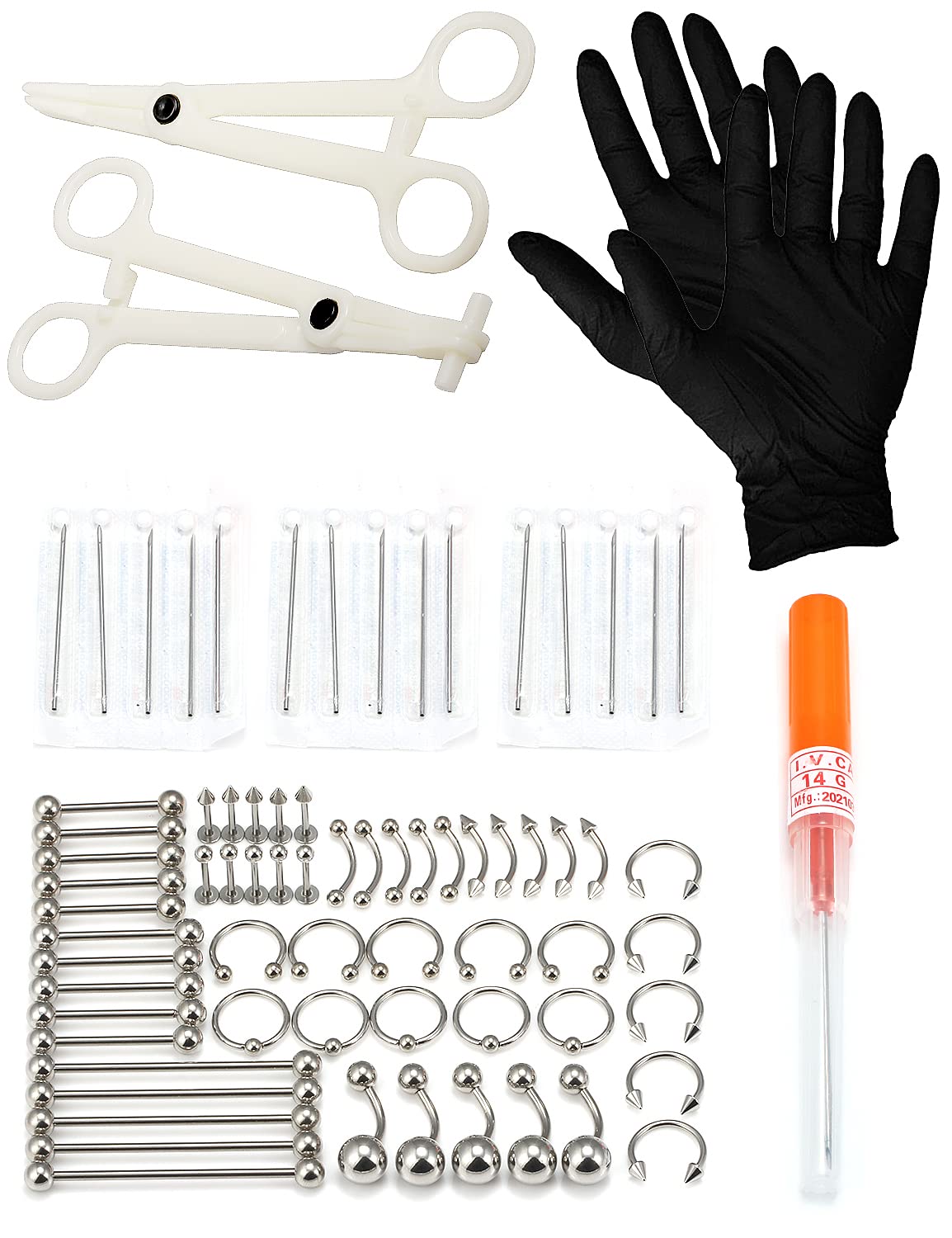 Jenxnjsjo Piercing Kit Piercing Kits for All Piercings Belly Button Piercing Kit Peircings Kits Ear Piercing Septum Piercing Kit Peircing Kit Body Piercing Kit Piercing Kits Body Piercing Kits
