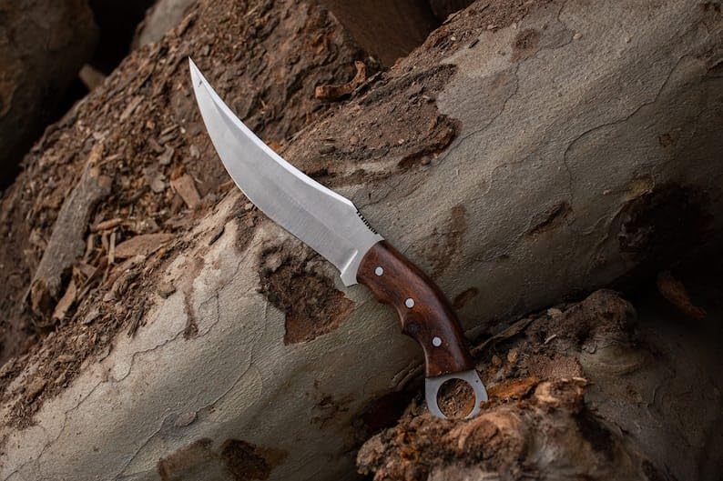 Mega Blades Fexmoo -7253 Custom Handmade D2 Steel Hunting Karambit Knife, D2 Steel 13-Inch Bowie Knife With Sheath, Silver