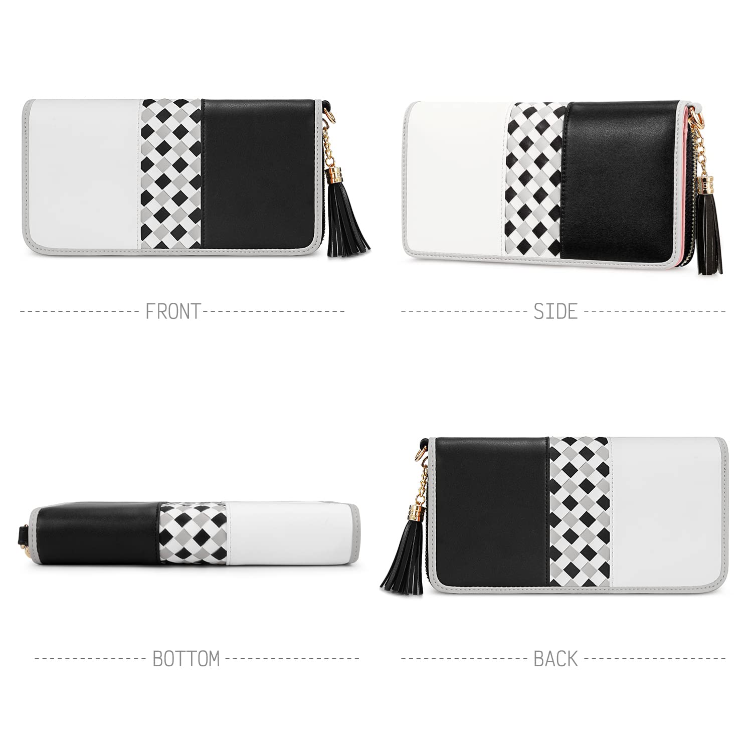 Jocose Moose Wallet for Women, RFID Ladies Wristlet Wallet, Large Capacity Travel Wallet, Multi Card Holder Zip Around Clutch Wallet