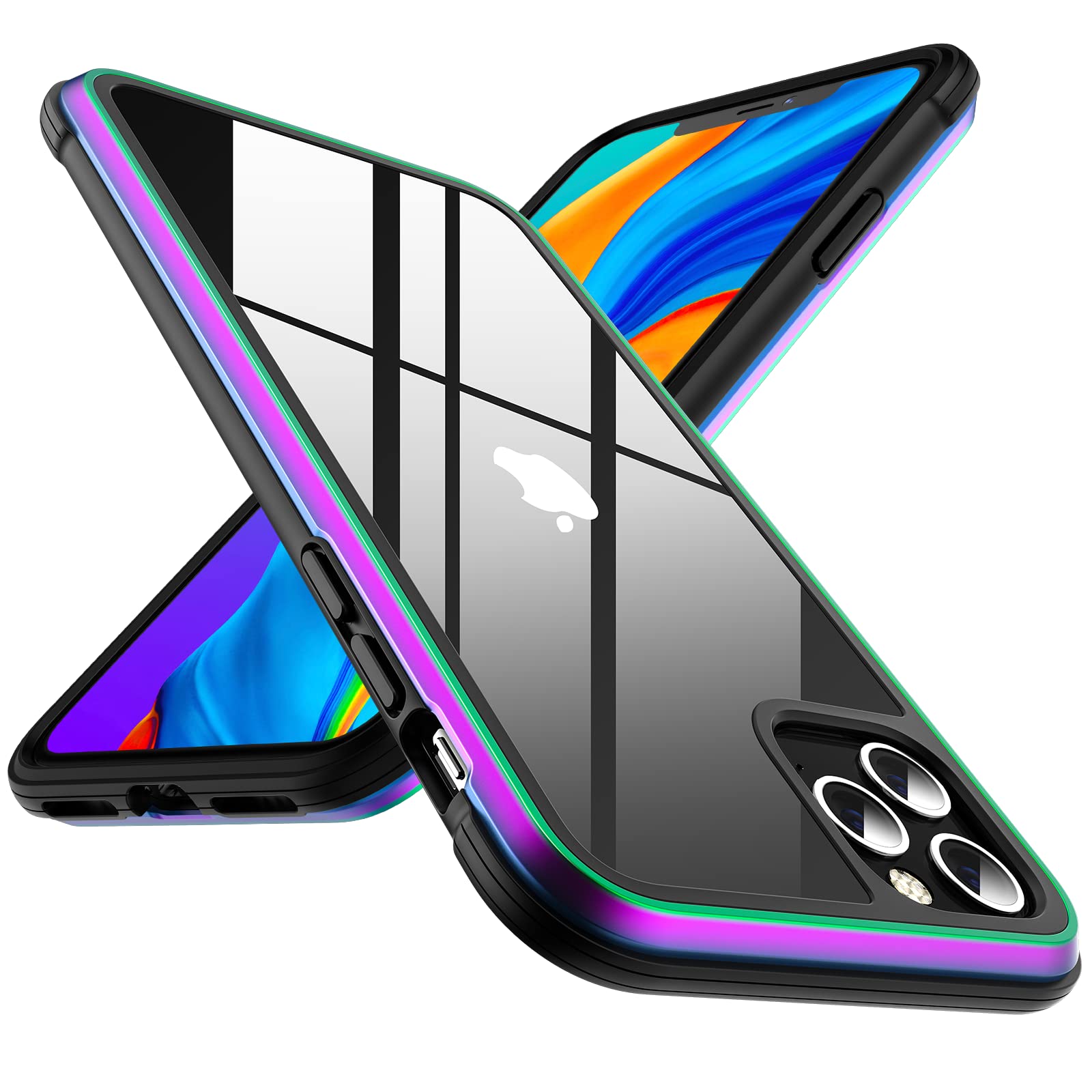 Meifigno Rainbow Series for iPhone 13 Pro Max Case, Military Grade Protection, Durable Aluminum Frame, Never Yellow Clear Back, Shockproof Phone Case for iPhone 13 Pro Max, Sierra Blue