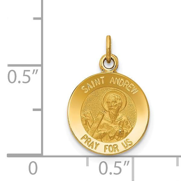 IceCarats 14K Yellow Gold Saint Andrew Medal Necklace Charm Pendant 17.5mm x 12mm Only