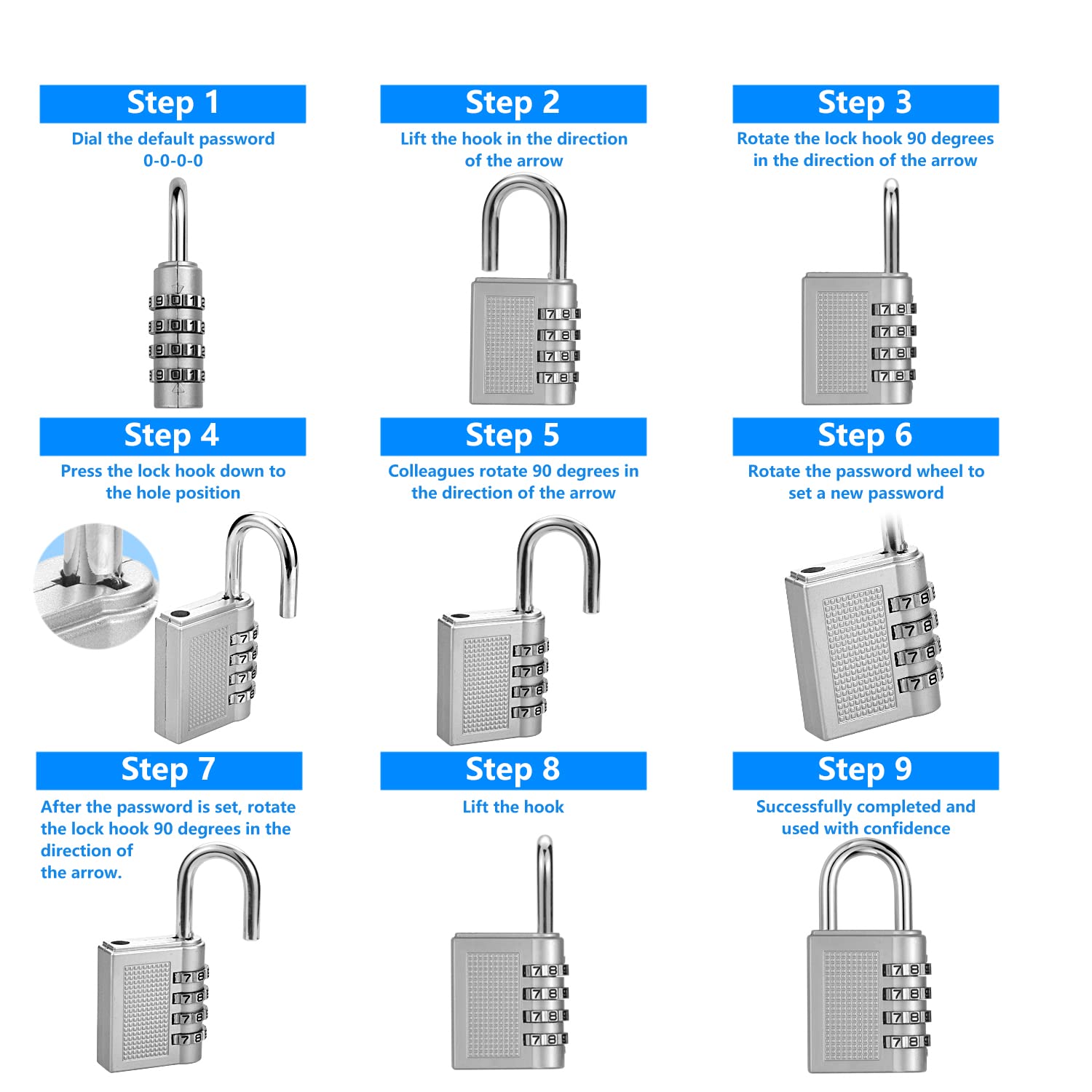 QIOJIRMU Combination Lock with Braided Steel Cable, 4 Digit Combination Password, Rustproof and Waterproof, Ideal for Luggage, Sports Locker, Toolbox, Fence, Case, and More