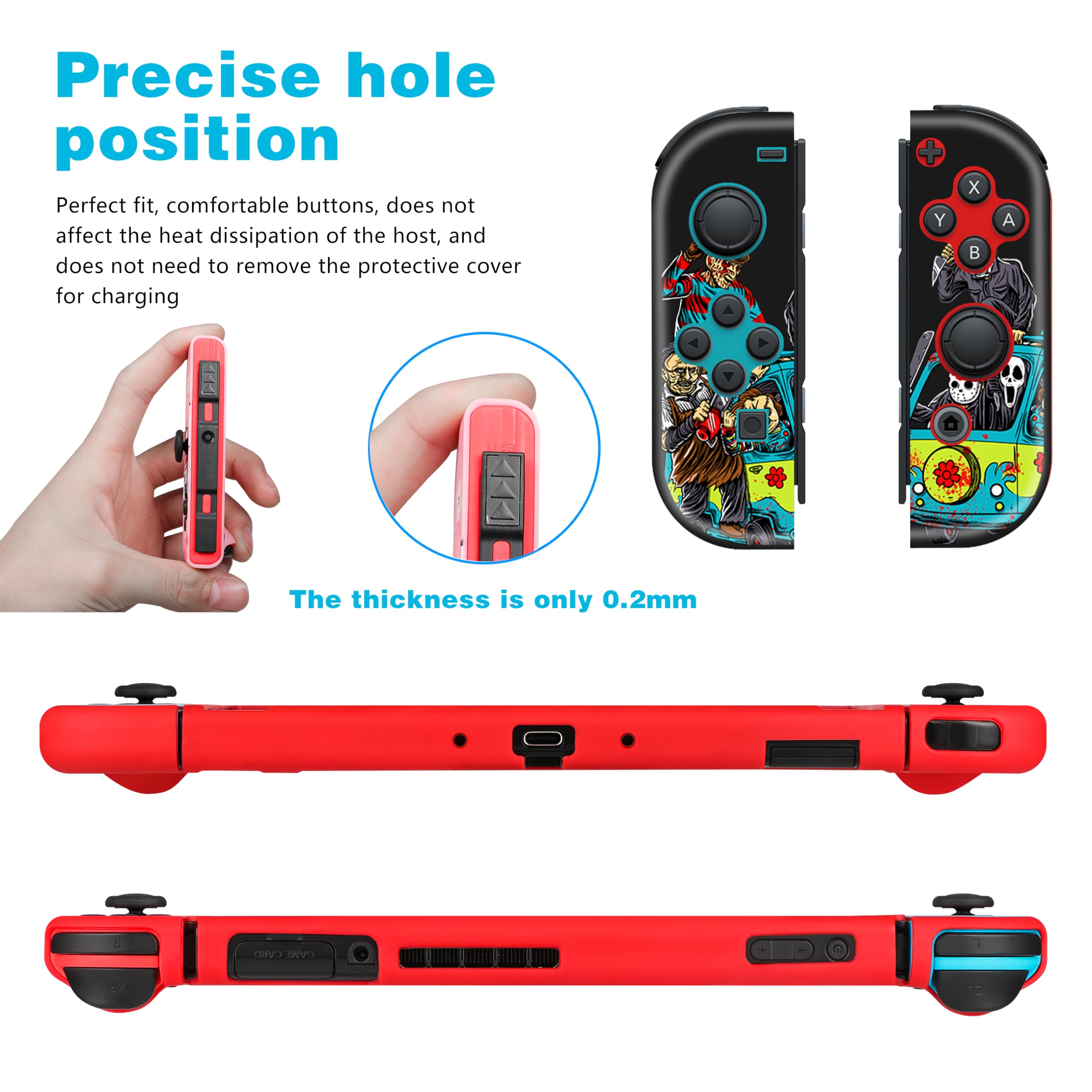 Oqplog Ghost Case for Nintendo Switch Cool Design Skeleton Skull Design Character Fashion Scratch Resistant Cases Hard Shell Cover for Girls Kids Boys Men for Switch,car