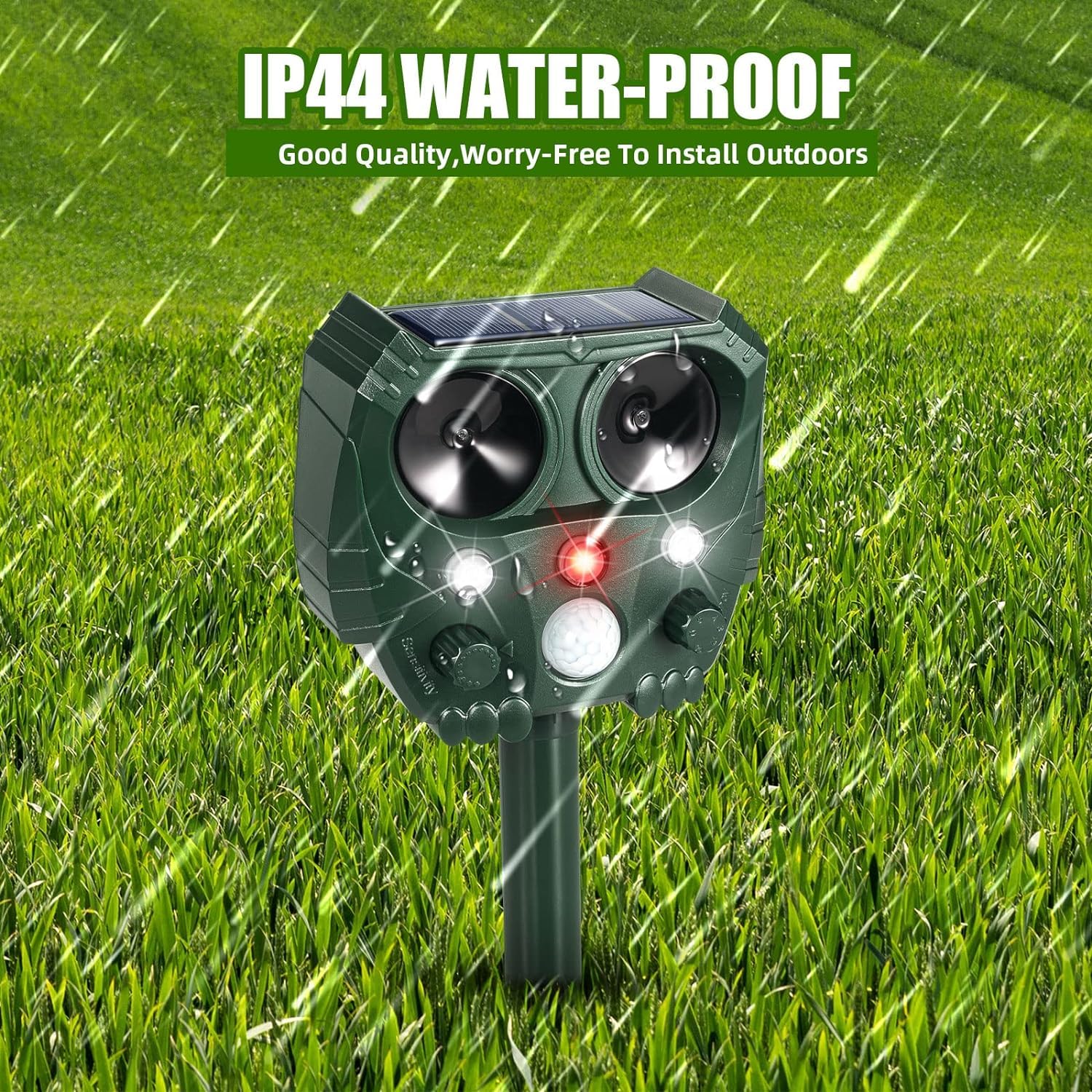 Ultrasonic Animal Repellent Deer Repellent Cat Repellent Outdoor with 5 Frequency Mode & Motion Sensor & Strobe Light Solar Animal Repeller Deterrent Rabbit Repellent Repel Dog Skunk Raccoon (1)