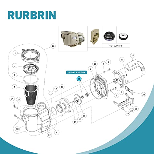 RURBRIN (1 PC) PS-1000 5/8" Shaft Seal for WhisperFlo/IntelliFlo Pump Replacement Part PS-1000 AS-1000 U109-136SS