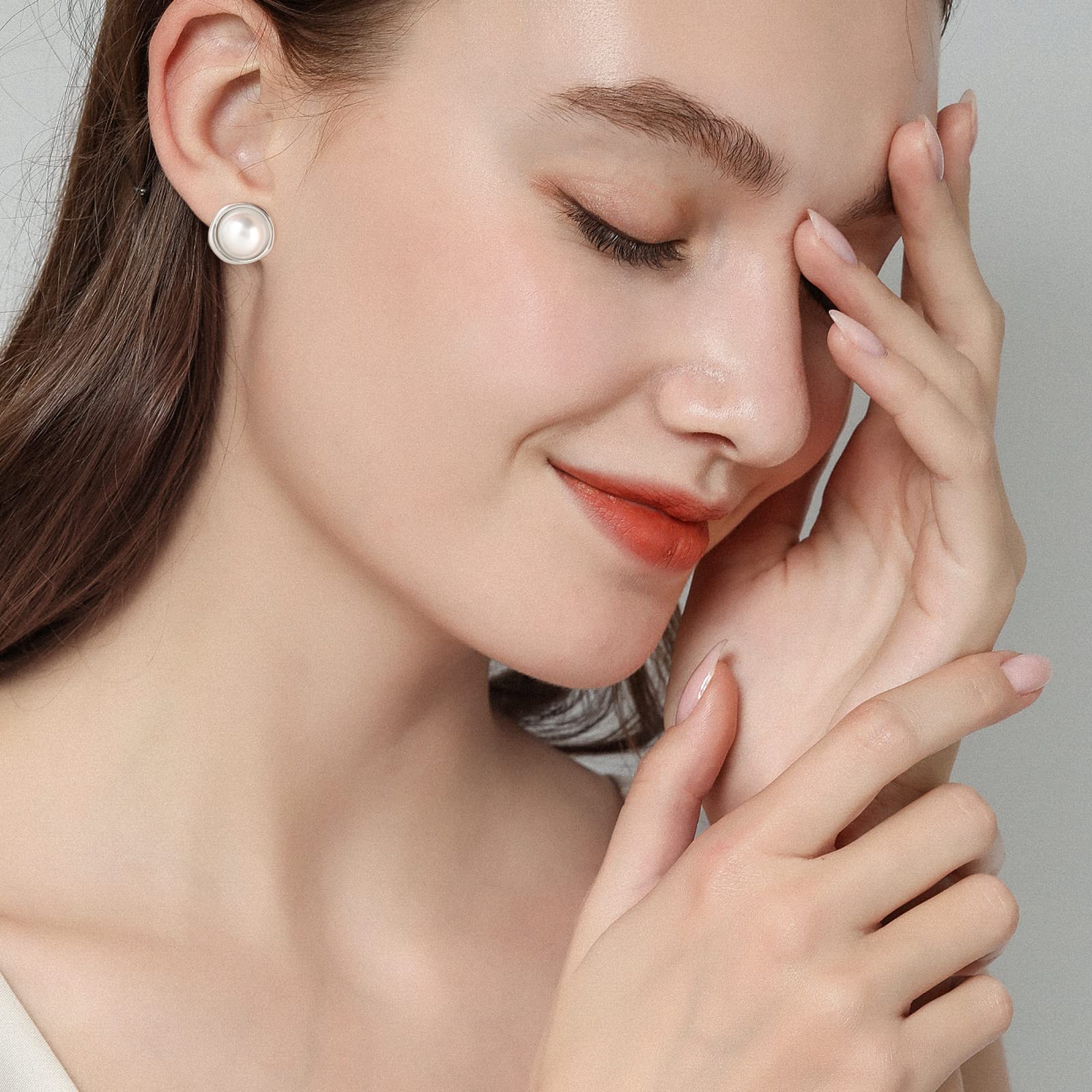 Pearl Stud Earrings 16K Gold Plated 925 Sterling Silver Needle Statement Jewelry Christmas Studs Earrings for Women Gifts