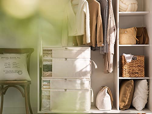 StorageWorks 135L Large Storage Bags, Storage Containers for Clothes, Blanket Storage Bags with Dual Zipper, Clear Window Storage Bins, Beige, 2-Pack