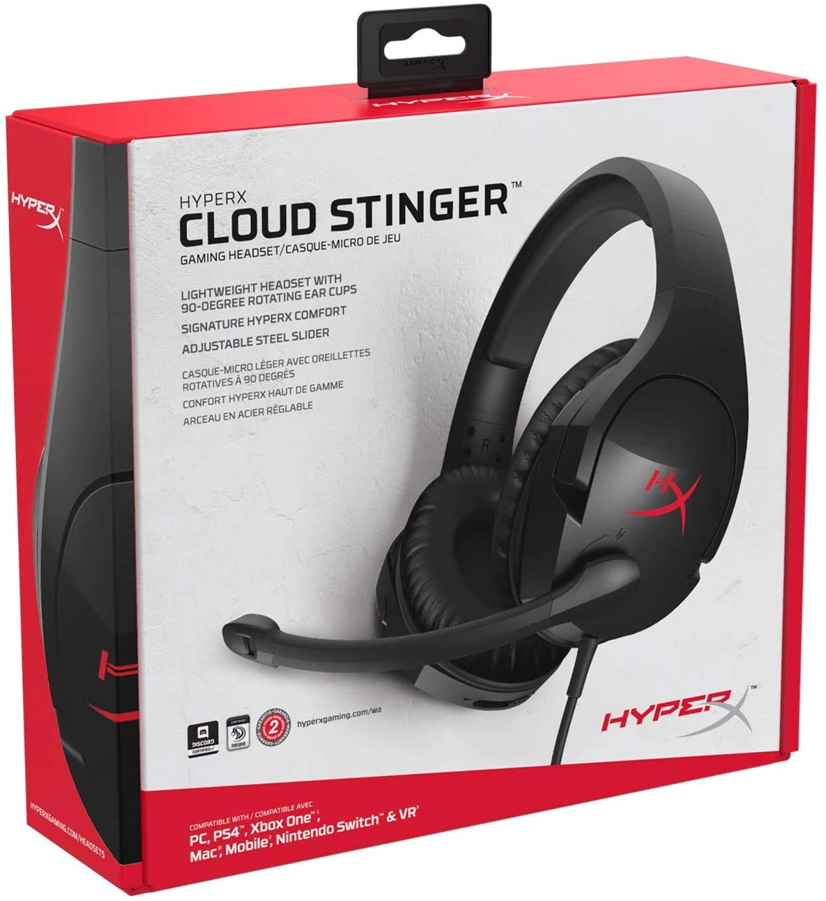 HYPERX Cloud Stinger Gaming Headset - Lightweight Design - Flip to Mute Mic - Memory Foam Ear Pads - Built in Volume Controls - Works PC, PS4, PS4 Pro, Xbox One, Xbox One S (HX-HSCS-BK/NA) (Renewed)
