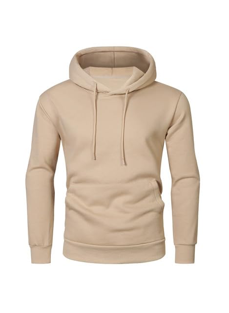 JMIERR Mens Lightweight Cotton Hoodies Winter Casual 1/4 Sweatshirts Loose Fit Drawstring Pullover Shrits, US40(M), A Khaki