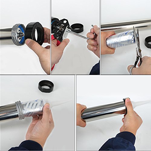Sausage Caulking Gun Manual Drive 20oz Sausage Caulk Gun with Stainless Steel Barrel by BOUSH(Silver) 18:1 Ratio