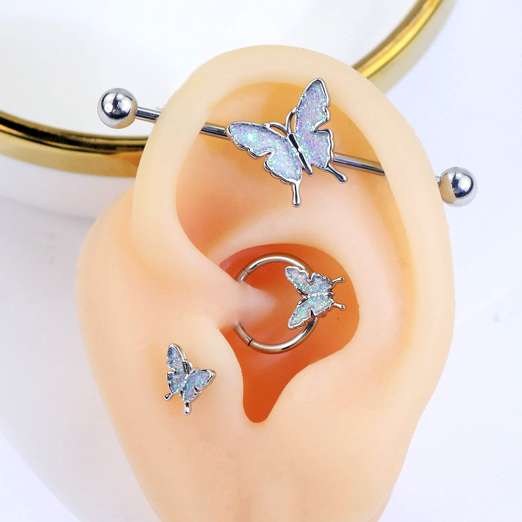Jewseen Hinged Segment Ring 16g Septum Clicker Daith Earring Helix Tragus Earrings Cartilage Hoop Body Piercing Jewelry
