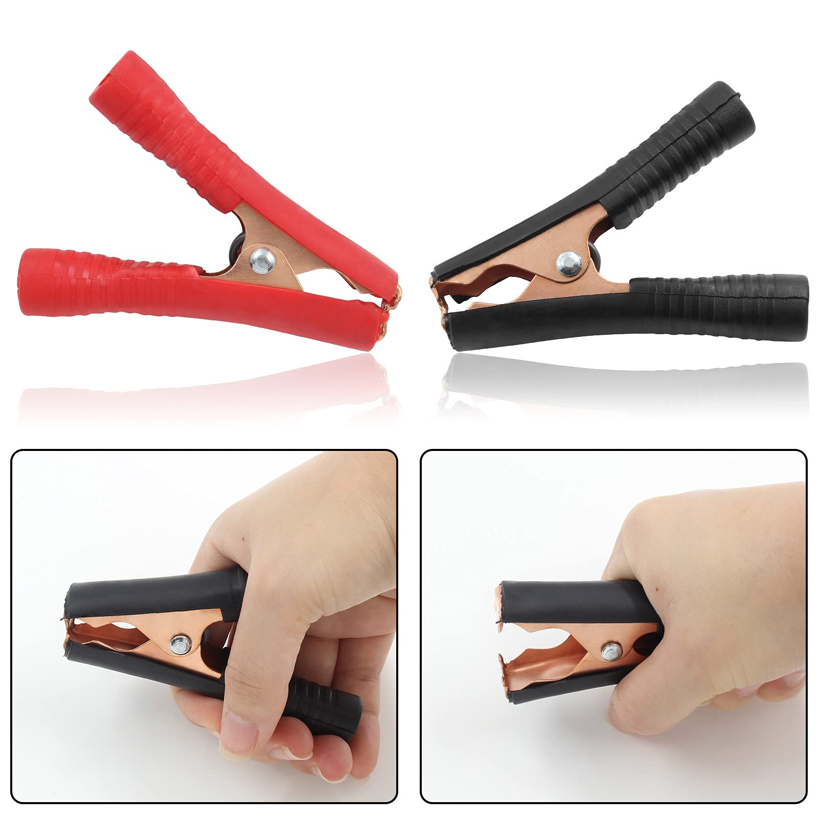 Qjaiune 10Pcs 100A Insulated Alligator Clips Electrical Heavy Duty Alligator Clamps, Battery Replacement Cable Metal Spring Loaded Jumper Clips for Car Auto Vehicle Boat (Red & Black)