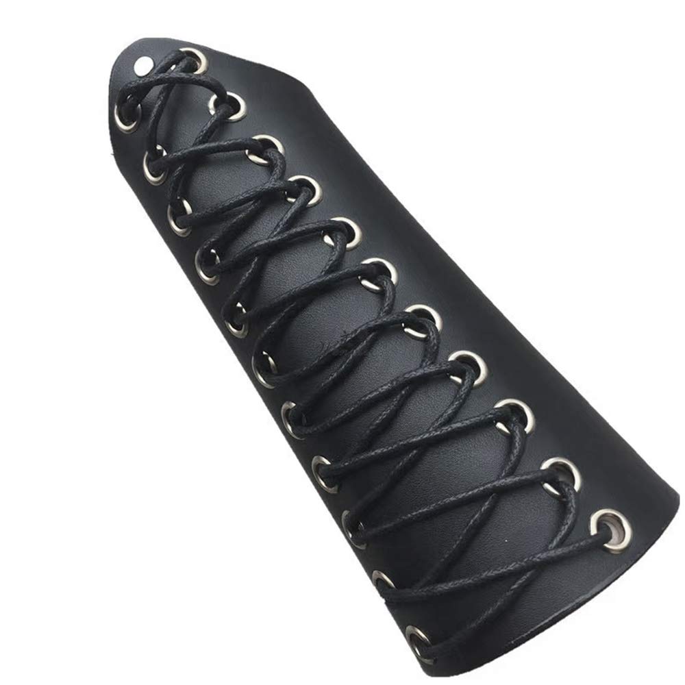 LOKHEIRA ARCHERY Archery Arm Guard, Archery Bracer,Archery Leather Forearm Protector w/Bow Range for Recurve Compound Long Bow Hunting Shooting(Black)