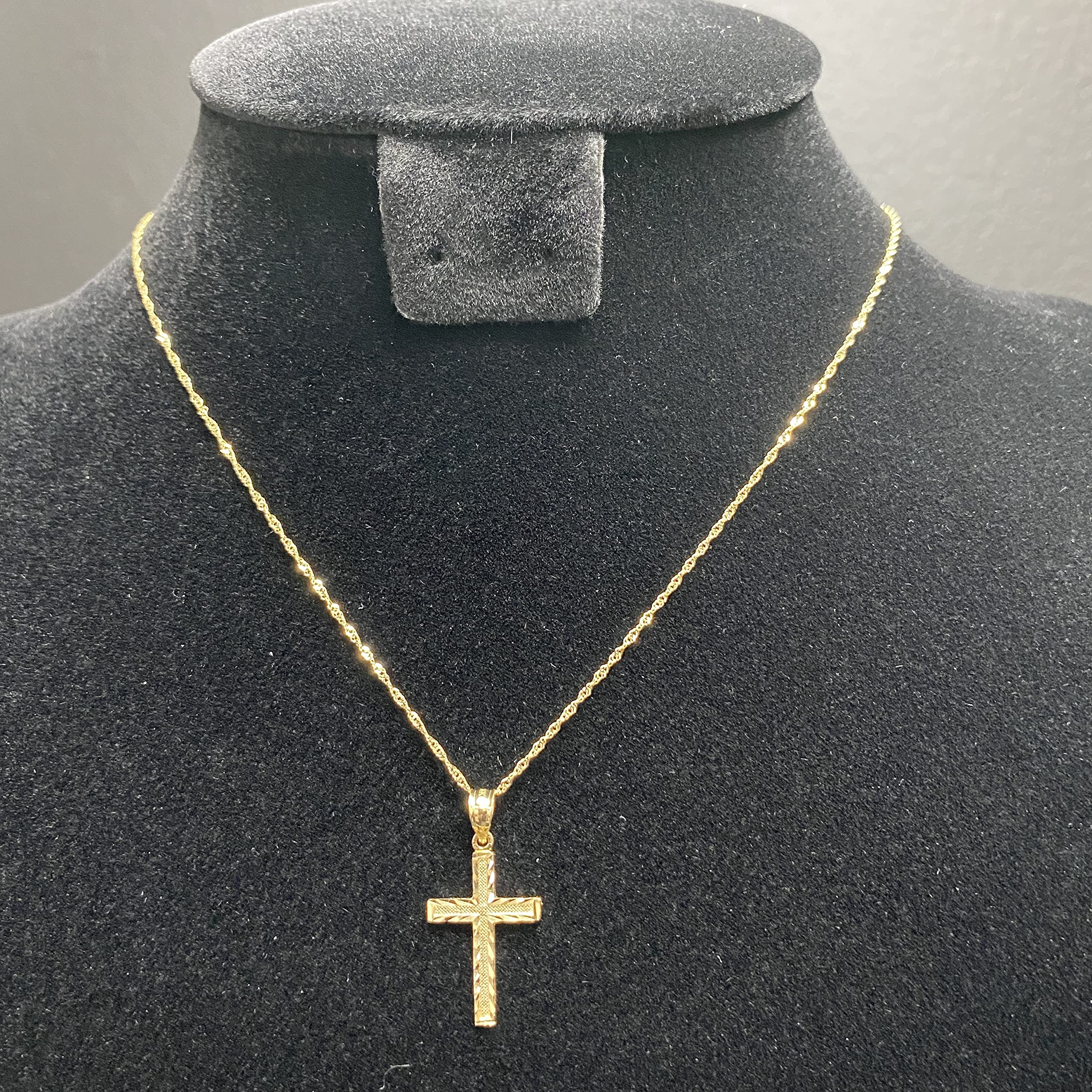 Ioka - 14K Yellow Gold Small Cross Pendant Religious Charm Thin Pendant For Necklace or Chain