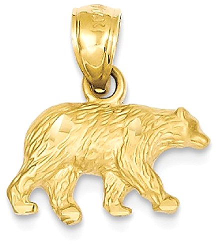 IceCarats 14K Yellow Gold Bear Necklace Charm Pendant 17mm x 10.5mm Only