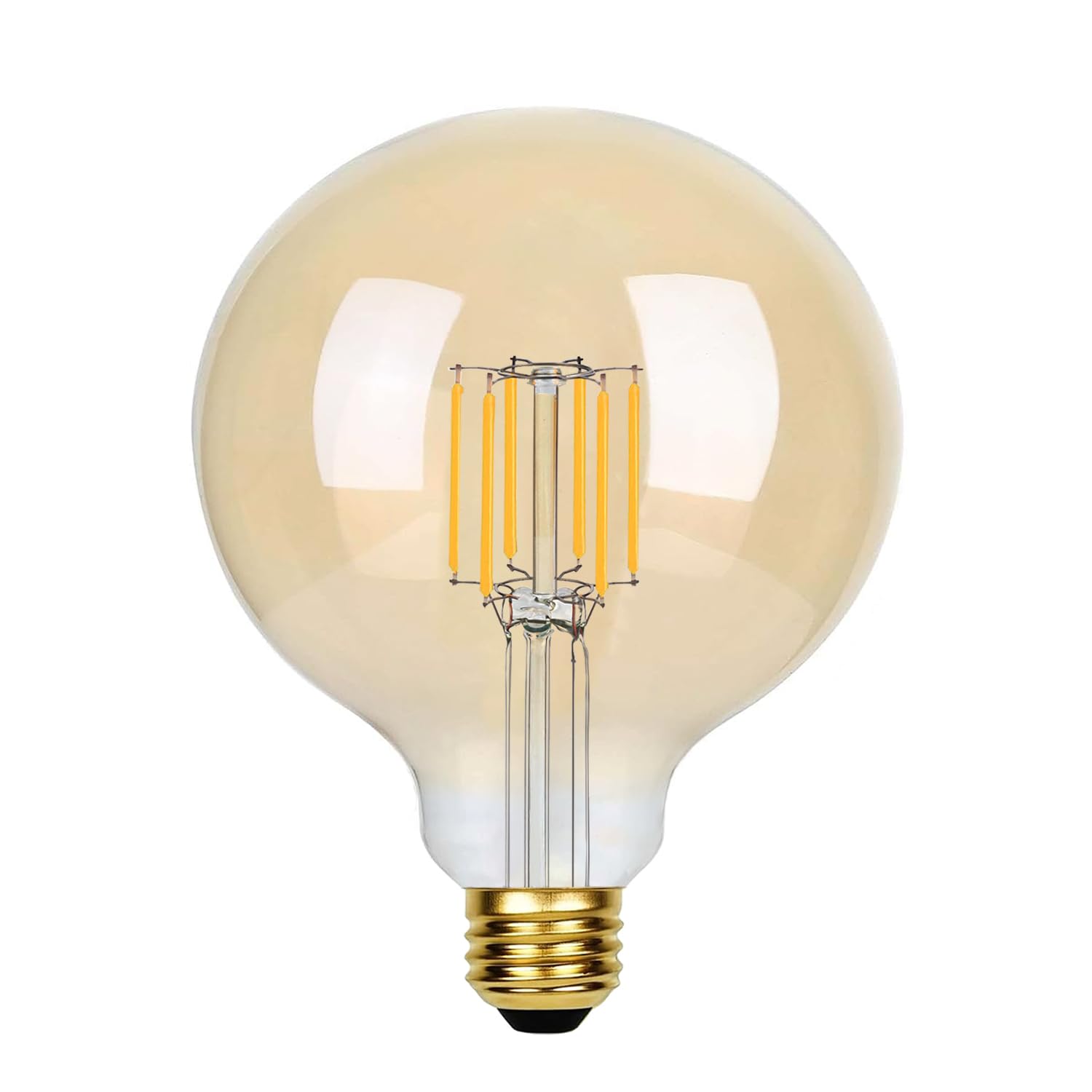 Wonninek G125 Edison Globe Filament Bulbs (1 Pack)- E26 Standard Base, Antique Incandescent Bulb 60W Equivalent, 2700K 817LM Non-Dimmable Round Edison Bulb for Bedroom Bathroom and Living Room