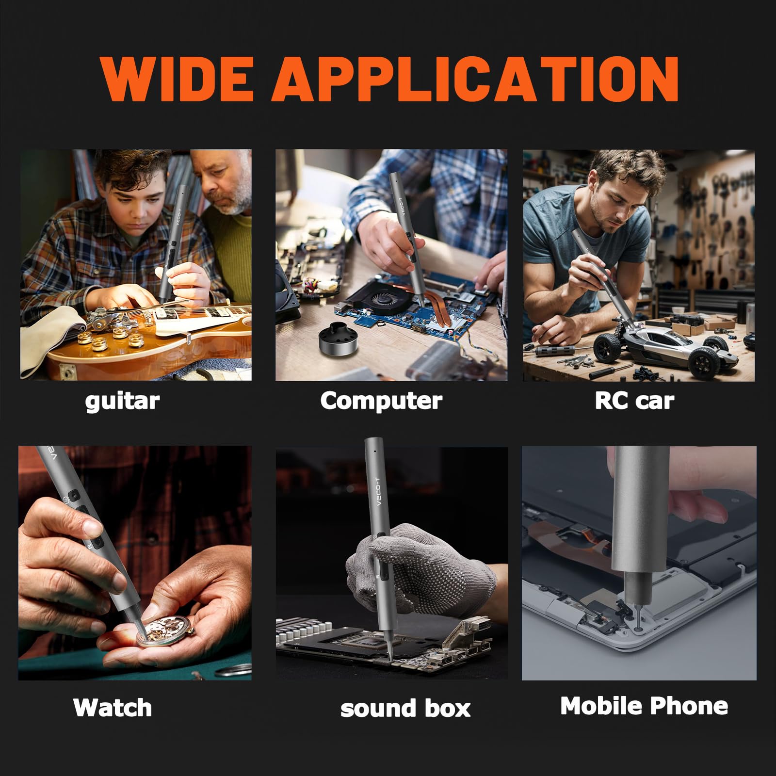VECO-T Mini Electric Screwdriver,65-in-1 Precision Screwdriver Set with 54 Magnetic Bits,USB-C Rechargeable Repair Tool Kit for Repairing Watch Glasses Phone Camera Laptop