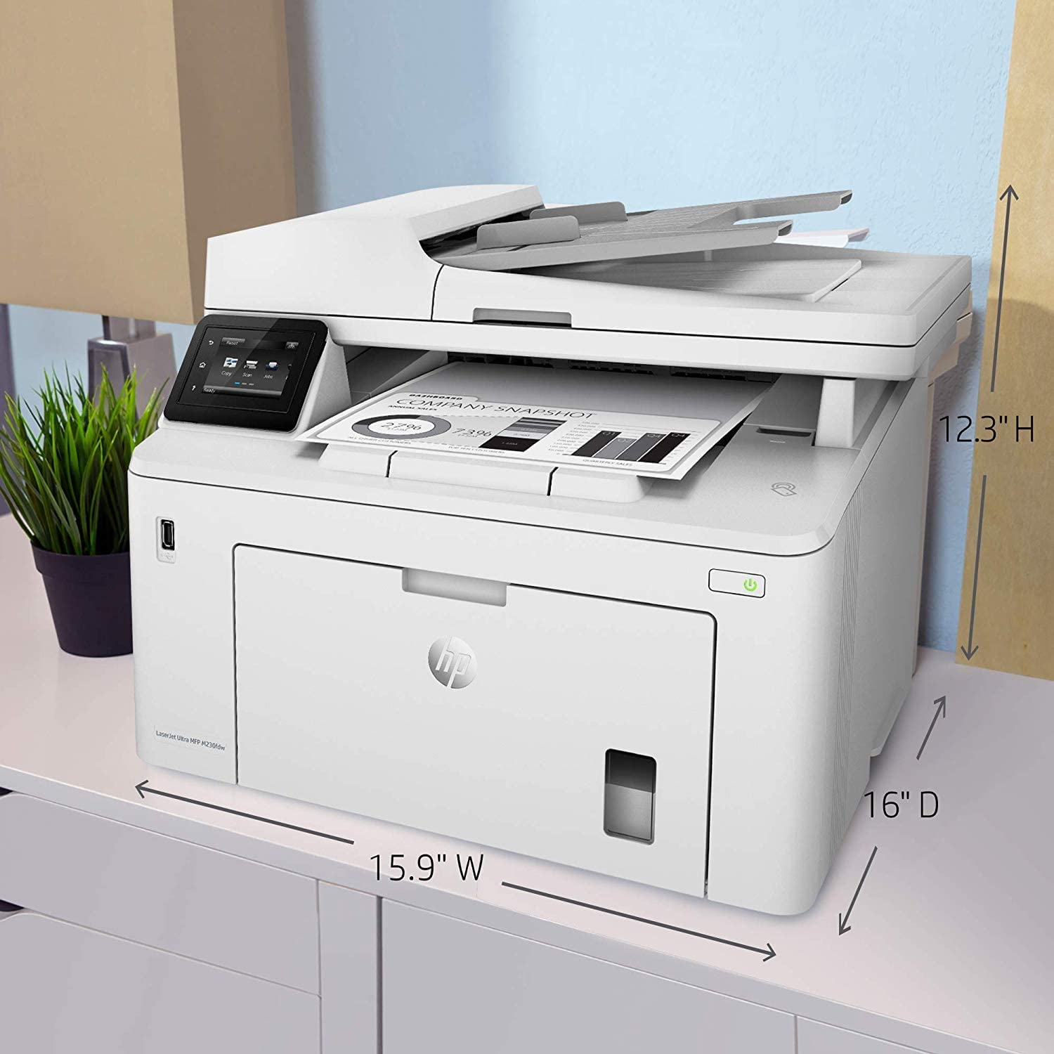 HP Laserjet Pro MFP M227fdw Monochrome Wireless All-in-One Laser Printer, 2.7" Color Touchscreen Display, Copy & Scan & Fax, 30 ppm, 1200x1200 dpi, Duplex & Mobile Printing, PC Mall USB Printer Cable