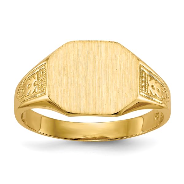 IceCarats 14K Yellow Gold Custom Engraved Signet Ring Handmade Personalized Monogram Initial Letter Band Size 6.00