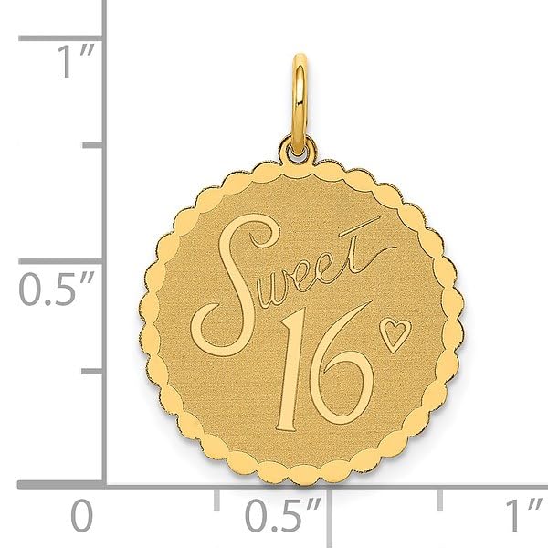 IceCarats 14K Yellow Gold Sweet 16 Disc Necklace Charm Pendant Only
