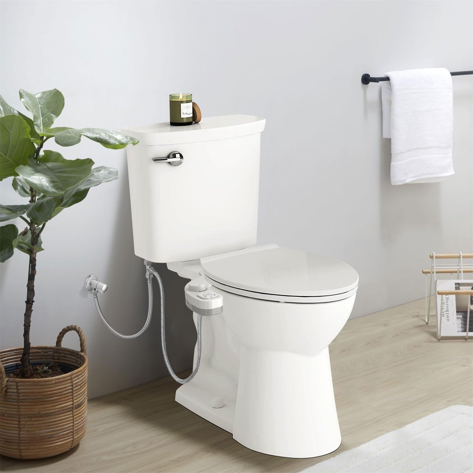 SAMODRA Non-Electric Bidet - Self Cleaning Dual Nozzle (Frontal and Rear Wash) Fresh Water Bidet Toilet Seat Attachment with Independent Adjustable Water Pressure (Classic White)