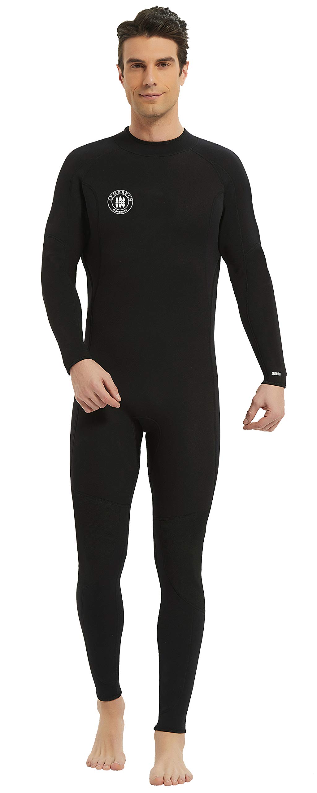 Lemorecn Wetsuits Mens Neoprene 3/2mm Full Body Diving Suit (3038black-XLT)