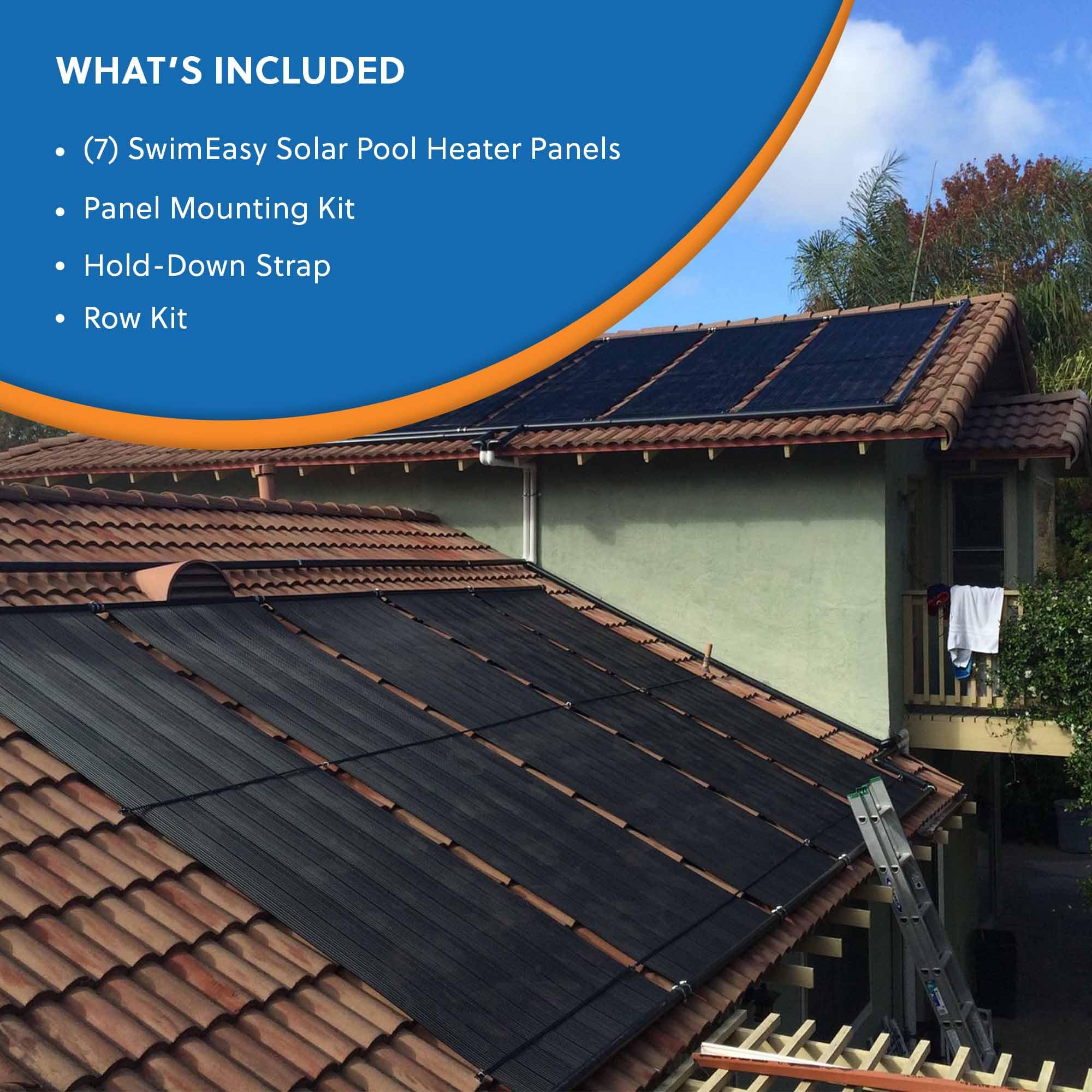 SOLAR POOL SUPPLY SwimEasy High Performance Solar Pool Heater Panel Full DIY Kit, 15 - 20 Year Life Expectancy, Built for 2" I.D. Header β 7 Panels, 4' x 10' Each