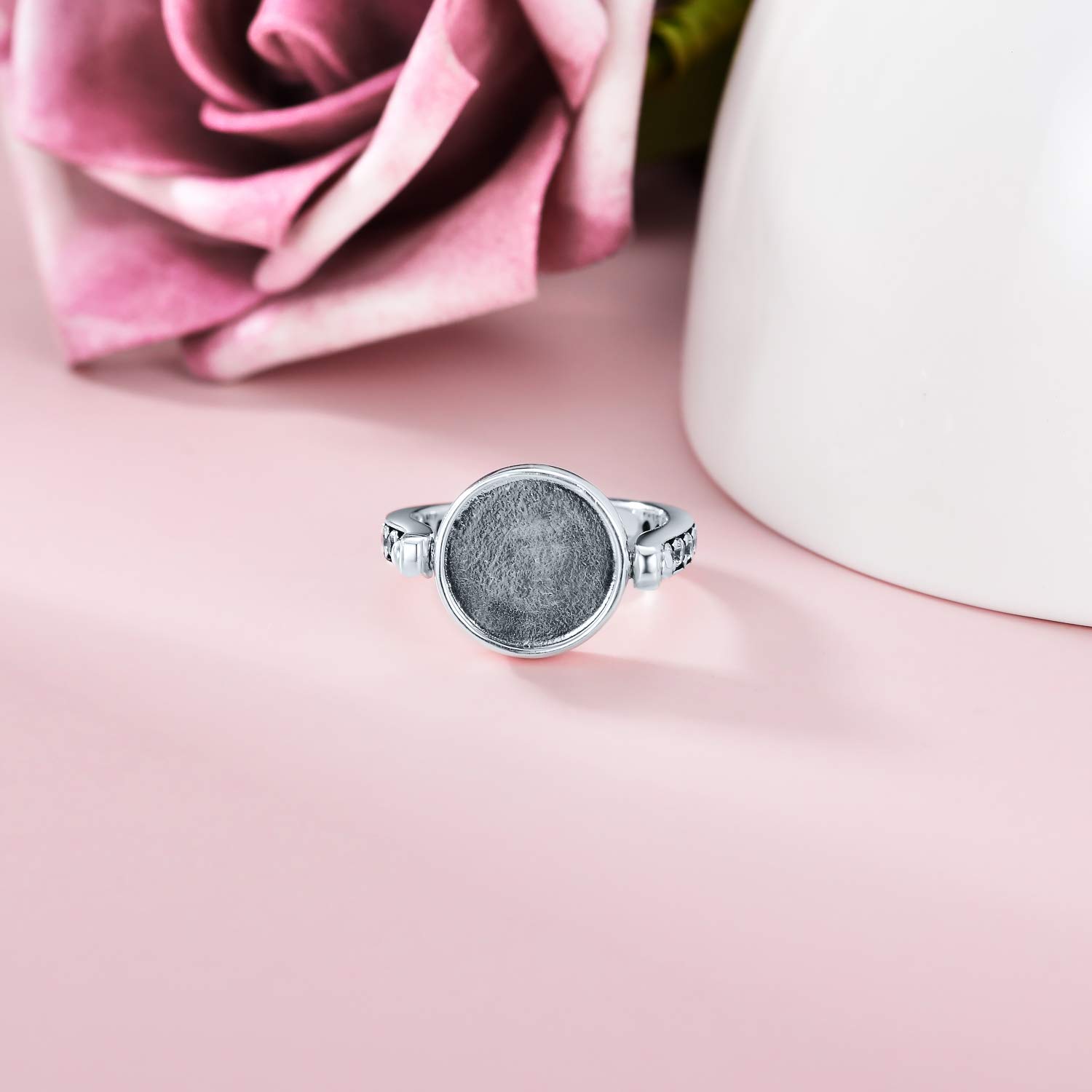 LONAGO Personalized Photo Ring 925 Sterling Silver Heart & Infinity Custom Image Picture Band Ring for Women Mom (6)